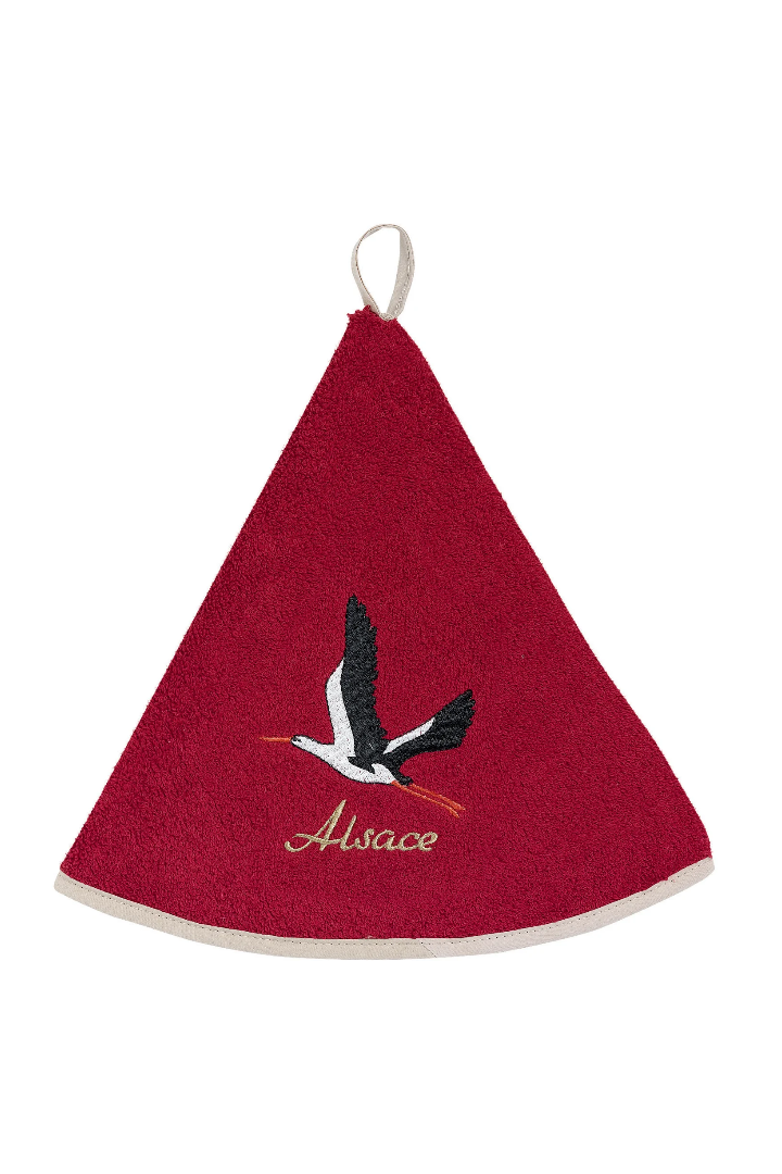 Embroidered round hand towel Cigogne Diameter 60 - Thokmandee