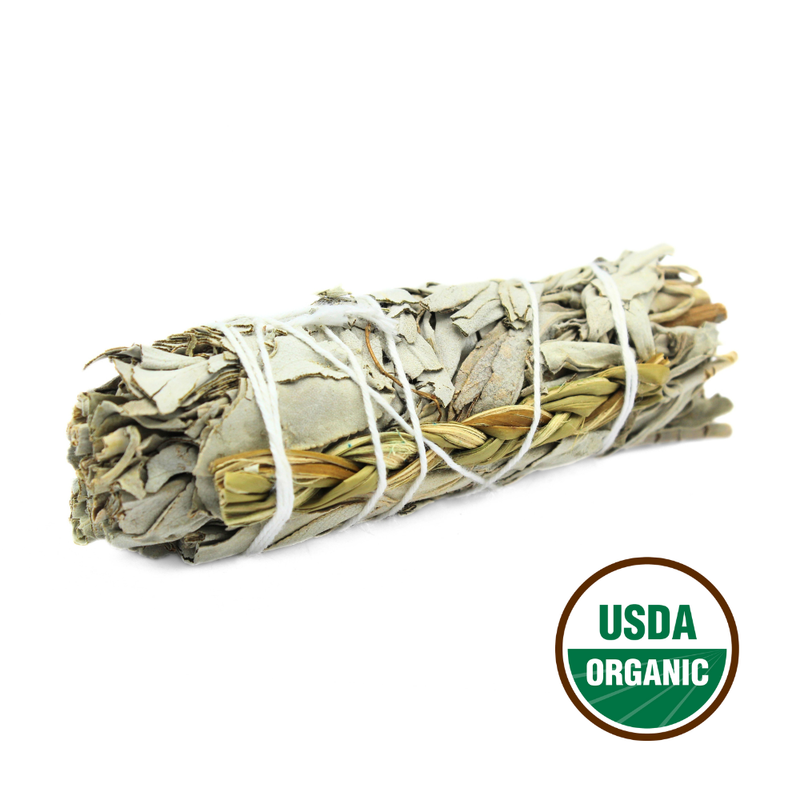 White Sage & Sweetgrass Smudge Stick 10cm - Thokmandee