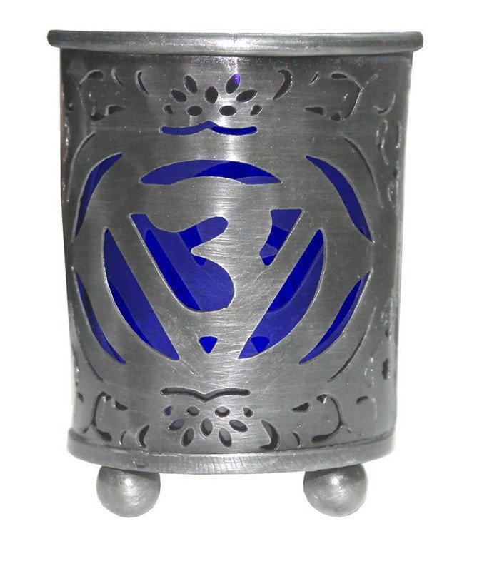 Chakra Votive Holder Cobalt Glass Insert - Third Eye - Thokmandee