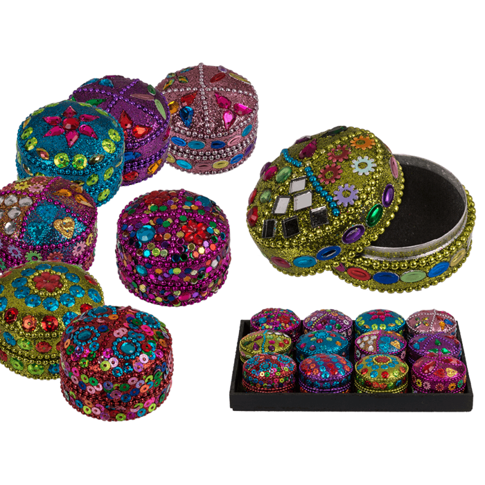 Multi coloured jewelry box with oriental design, - Thokmandee