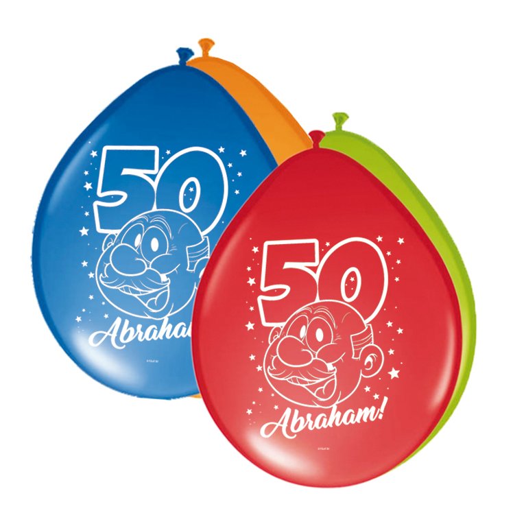 50th Birthday Abraham Rainbow Balloons 30cm - 8 pieces - Thokmandee