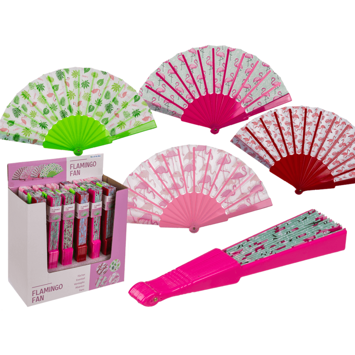Plastic fan, flamingos, - Thokmandee