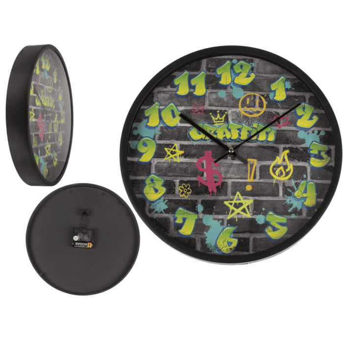 Wall clock, Graffiti, 30 x 30 x 4,5 cm, - Thokmandee
