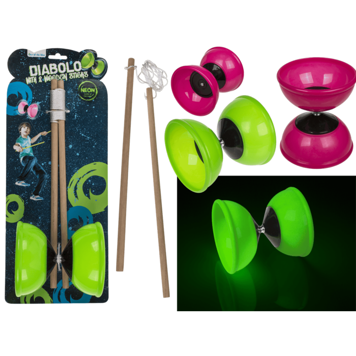 Diabolo with 2 wooden sticks, Glow in the Dark, - Thokmandee