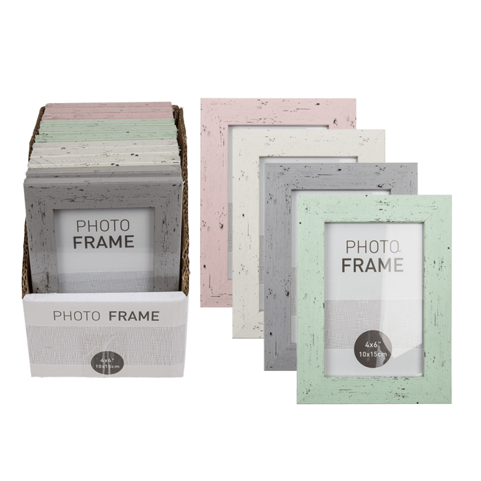 Pastel coloured plastic photo frame in wooden, - Thokmandee